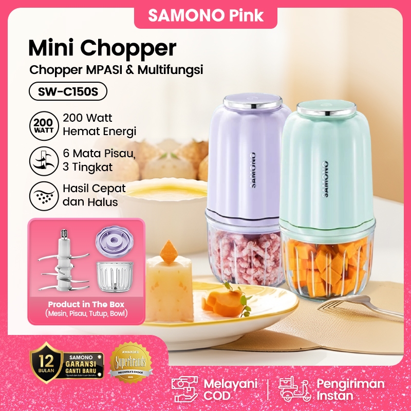 Jual SAMONO Mini Chopper 300ml Daya 200W SW-C150S dengan 8 Mata Pisau ...