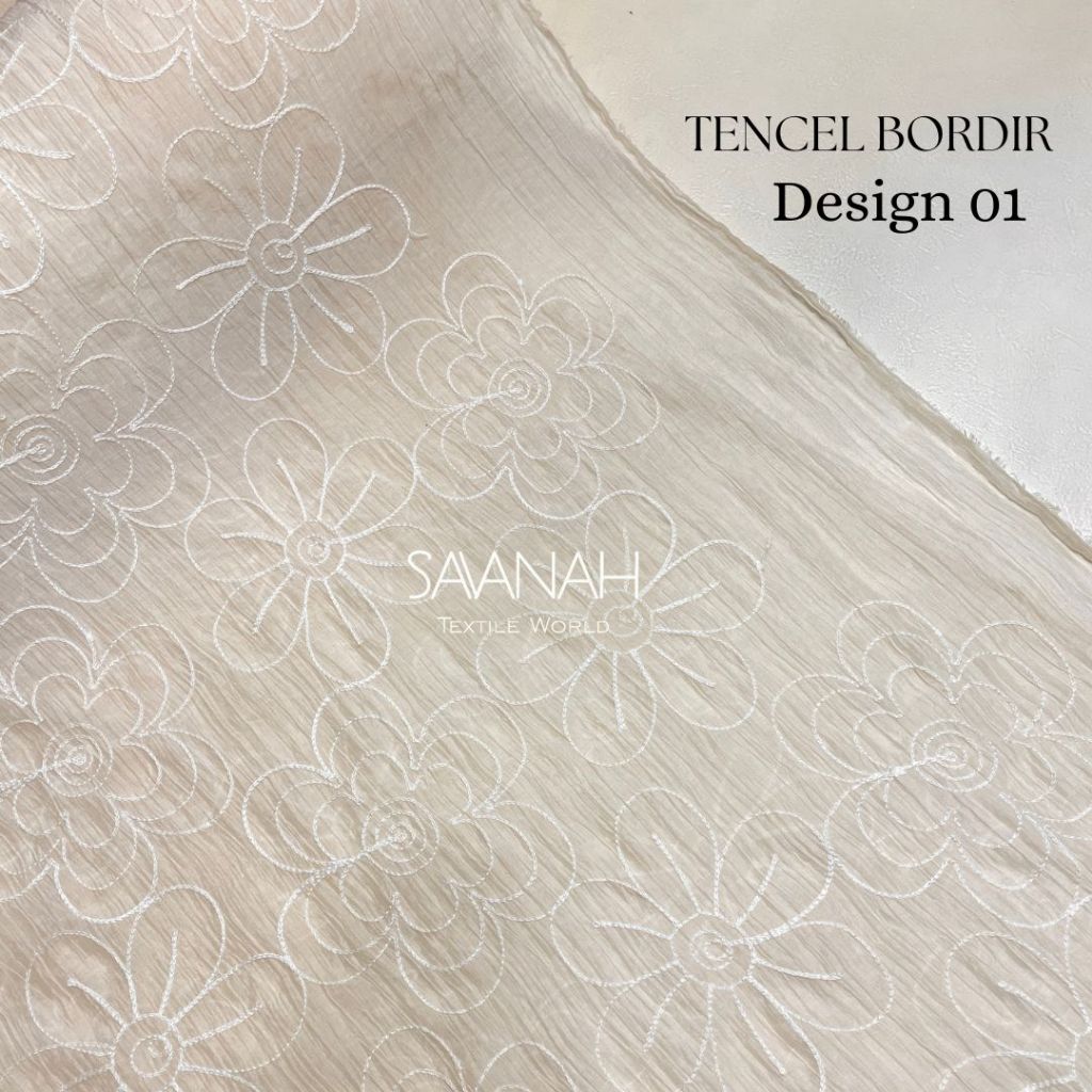 Jual 0.5 Meter Bahan Kain Tencel Bordir Embroidery Premium - Kain ...