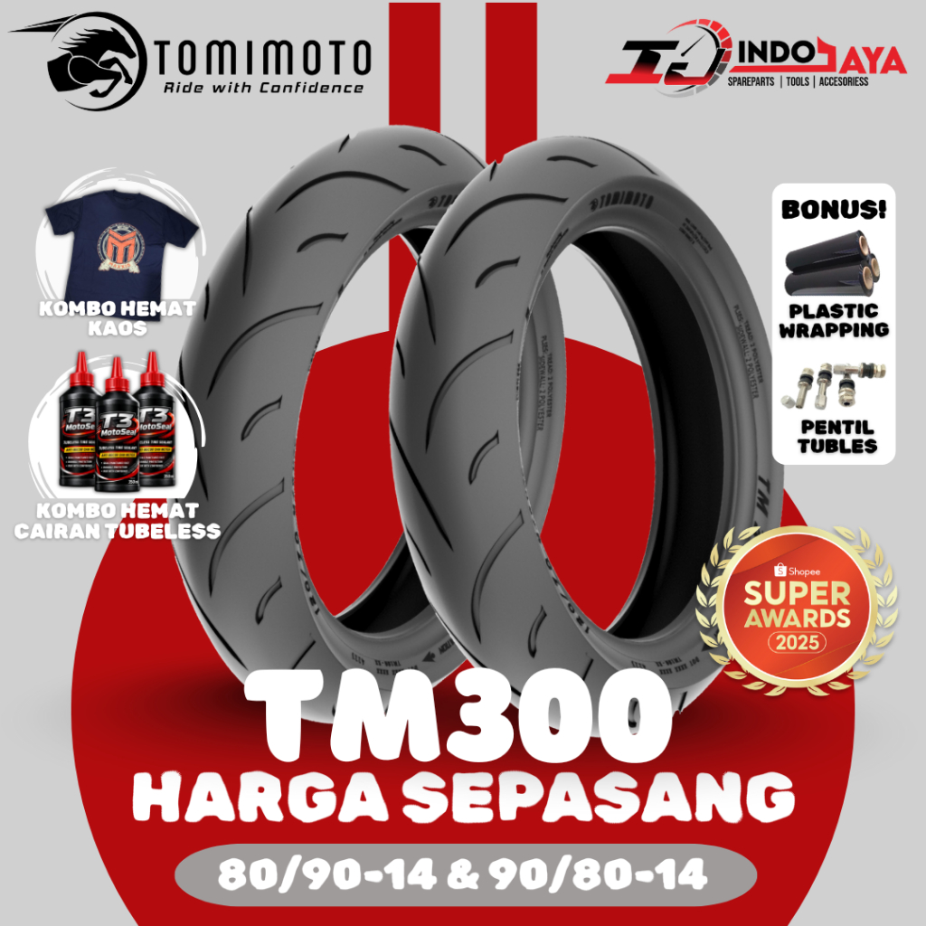 Jual [HARGA SEPASANG] BAN LUAR TUBELESS TOMIMOTO TM300 RING 14 ( 80/90 ...