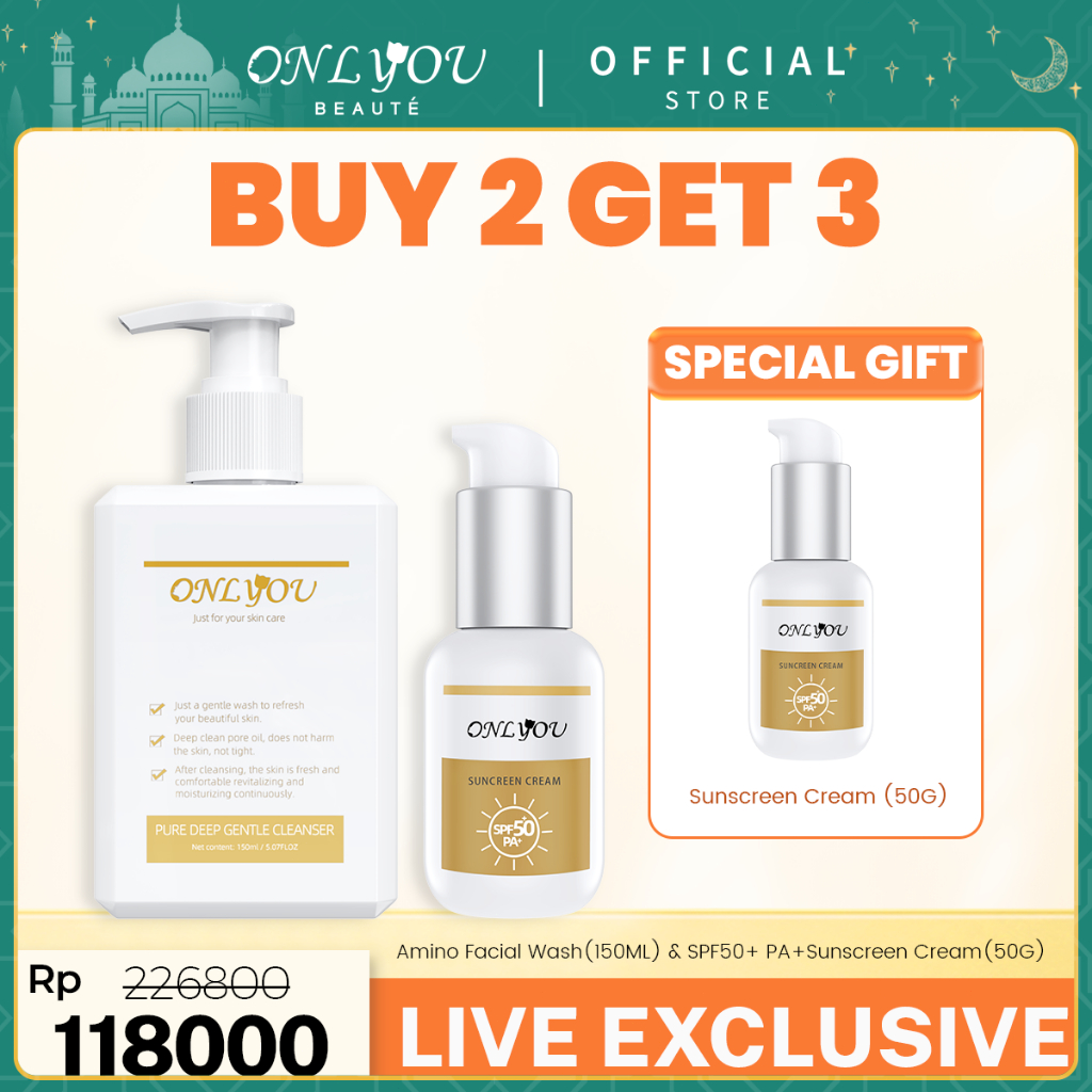 Jual Shopee Live BUY 2 GET 3 ONLYOU SPF50+ PA+ Sunscreen Cream & 5X ...