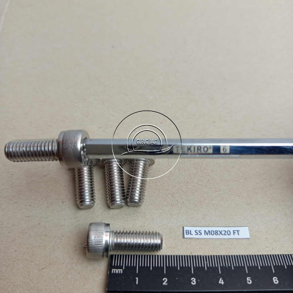 Jual BAUT L M8X20 STAINLESS M8 X 20 SS SUS 304 KUNCI L6 BAUD DRAT 12 ...