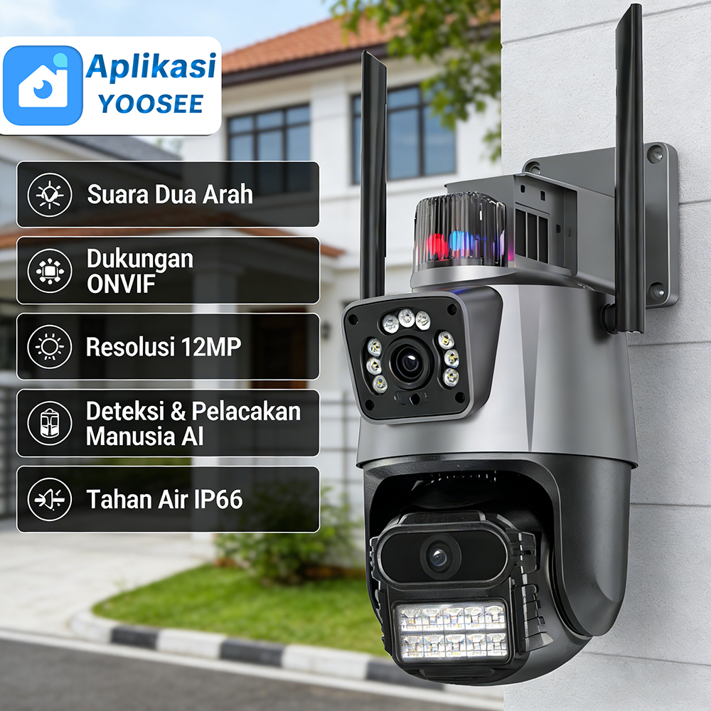 Jual Yoosee CCTV 2 Lensa 8MP 4K Outdoor Tahan Air IP66 Peringatan ...