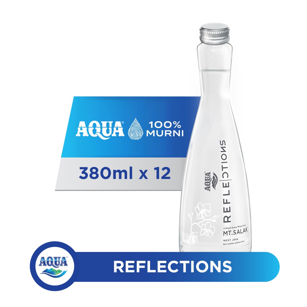Jual AQUA Air Mineral Reflections Still 380ml x 12 botol (1 box ...