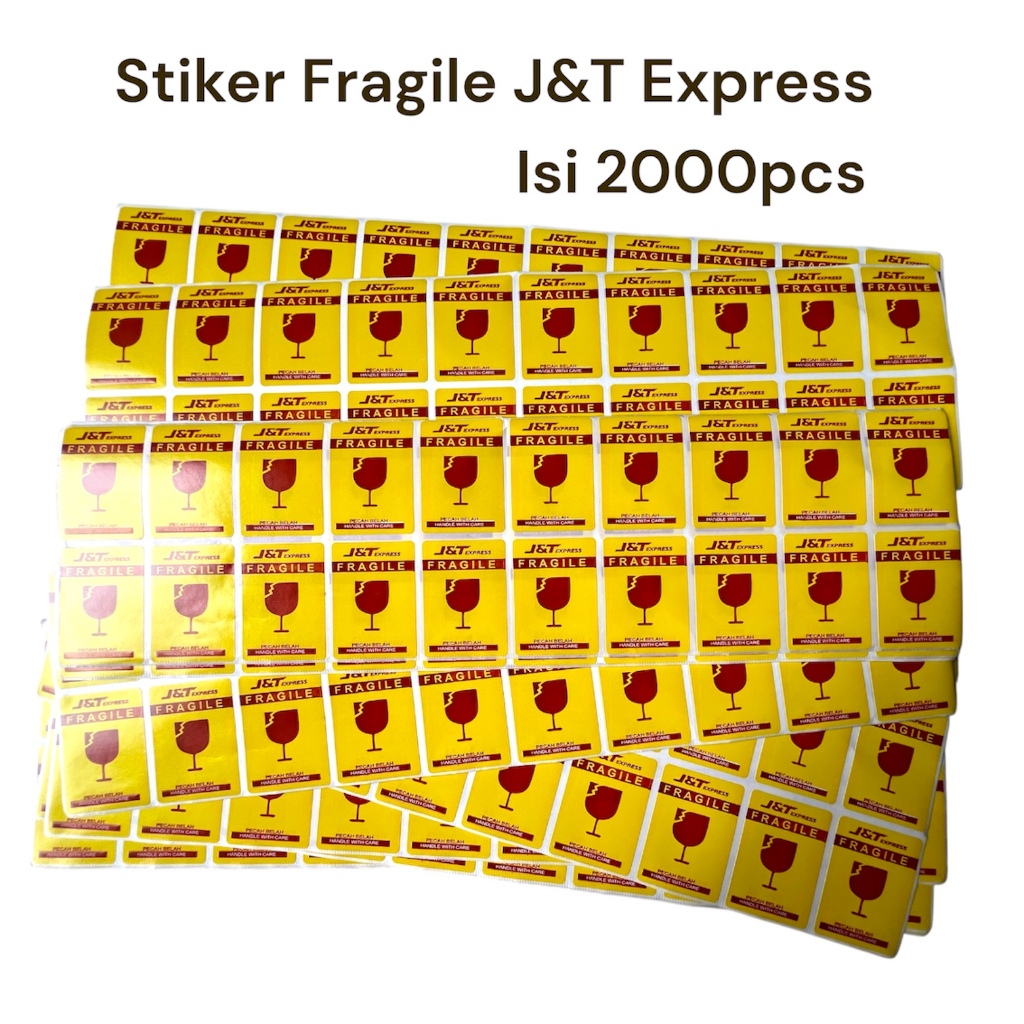 Jual Sticker Fragile JNT Express isi 2,000 Lembar Ukuran 7x5cm Stiker ...
