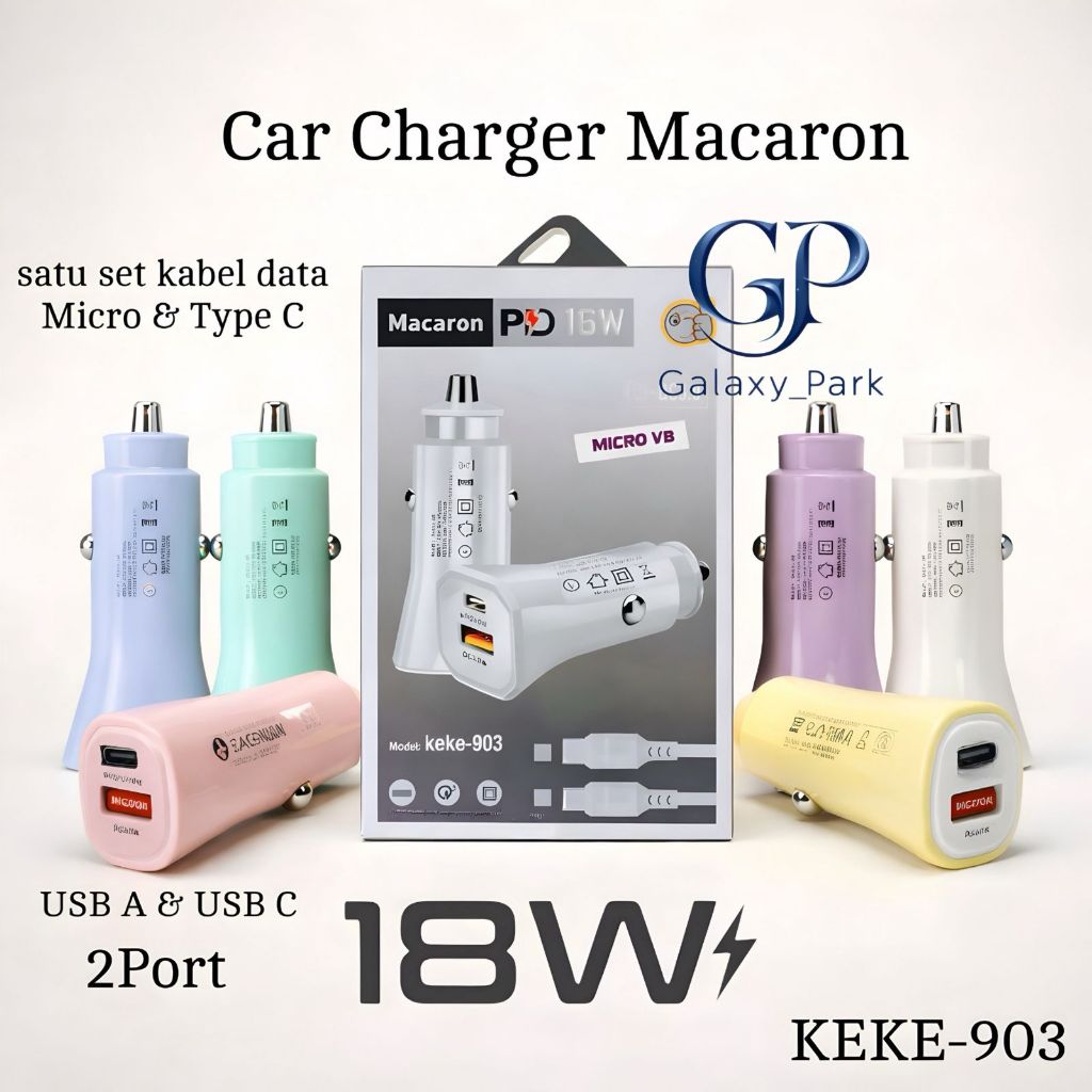 Jual Vibox Car Charger 18W Macaron Keke-903 FastCharging Qc3.0 2Port ...