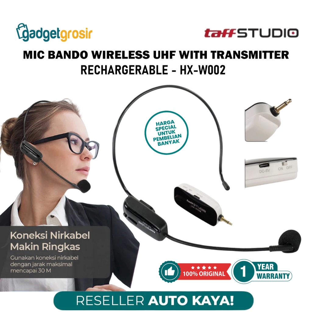 Jual TaffSTUDIO Mic Wireless Bando UHF 2.4G HX-W021 / HX-W002 ...