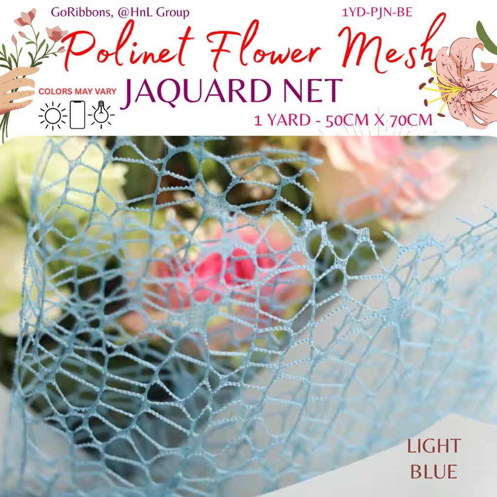 Jual ( 1 Yard ) KOREAN JACQUARD NET - POLINET FLORAL WRAPPING MESH ...