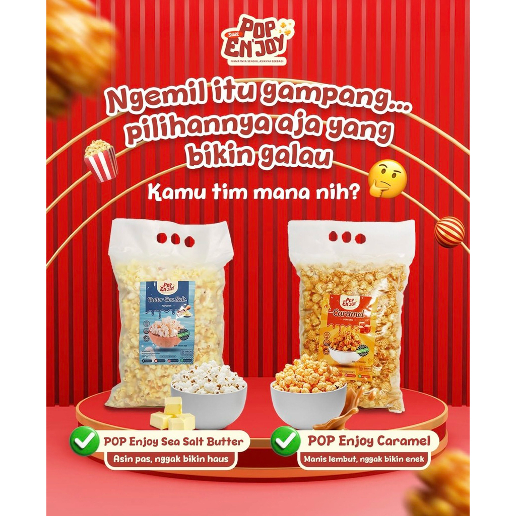 Jual POP ENJOY Popcorn - Makanan Manis Gurih Crispy Camilan Popcorn ...