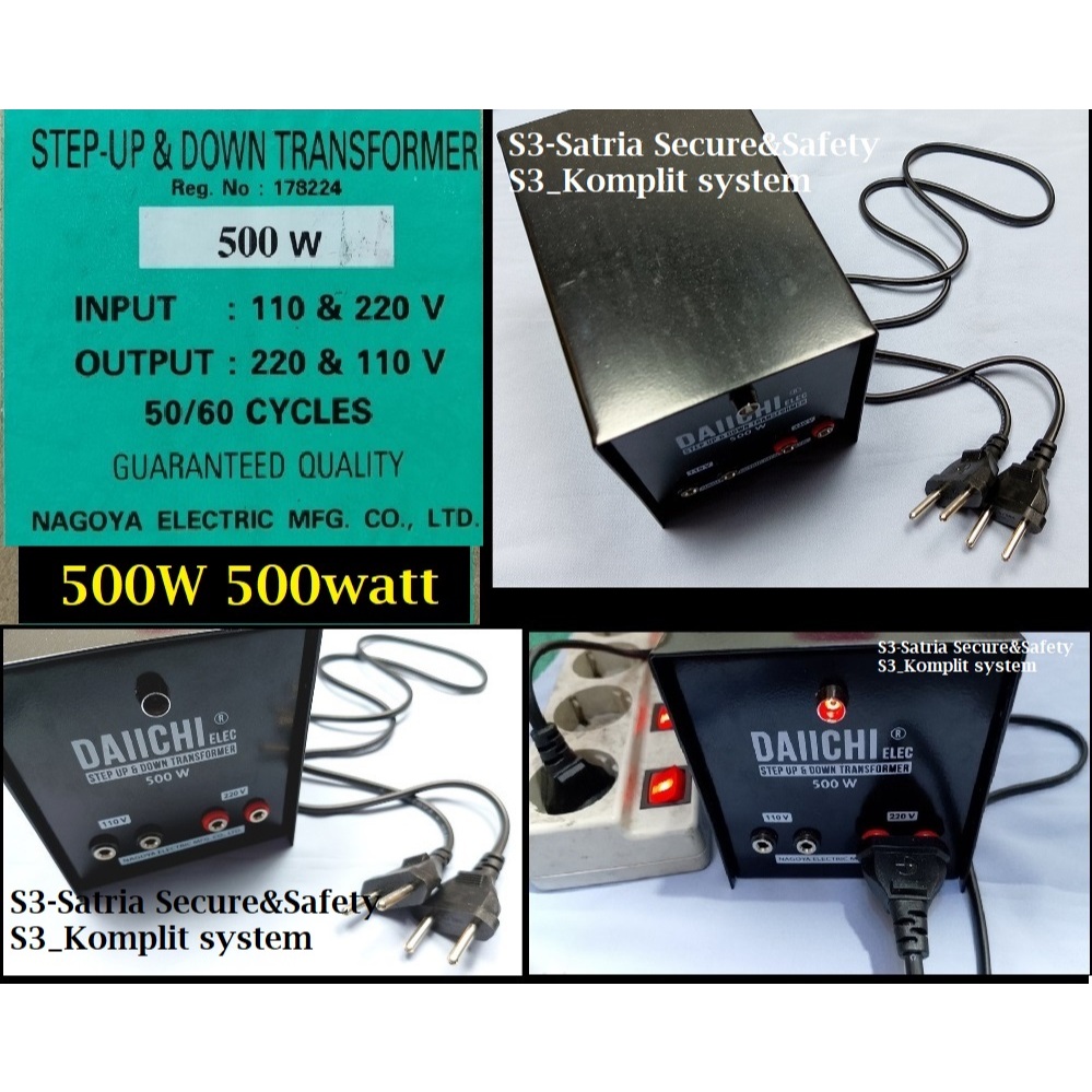 Jual 500W 500WATT step down up transformer 220V 110V stepup daiichi ...