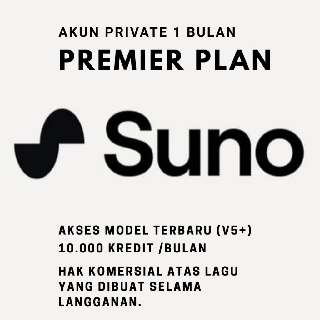 Jual SUNO AI V5+ PREMIER PLAN PRIVATE 1 BULAN | Shopee Indonesia