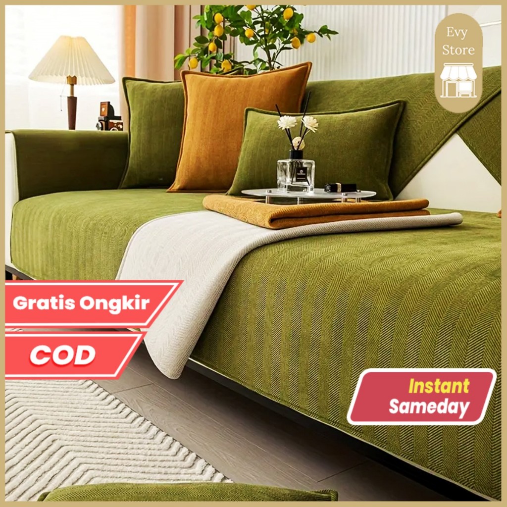 Jual Evy Store Cover Alas Selimut Sofa Chenille Solid Color | Cover ...