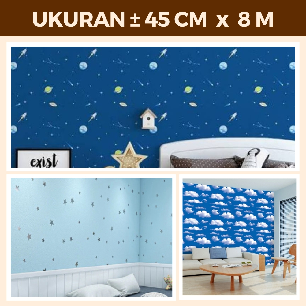 Jual Wallpaper Dinding Atap Plafon Motif Langit Awan Biru Walpaper ...