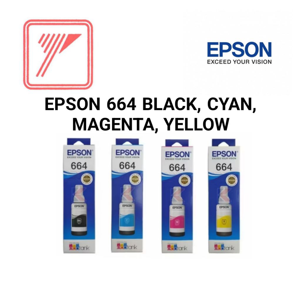 Jual Epson Ink Tinta T664 664 T 664 T-664 Black, Cyan, Magenta, Yellow ...
