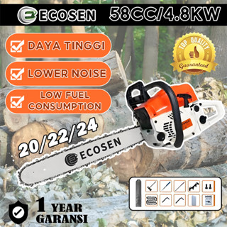 Jual ECOSEN Gergaji Mesin Chainsaw 58CC 2Tak 20/22/24inch Gergaji Potong Pohon Kayu Gergaji ...