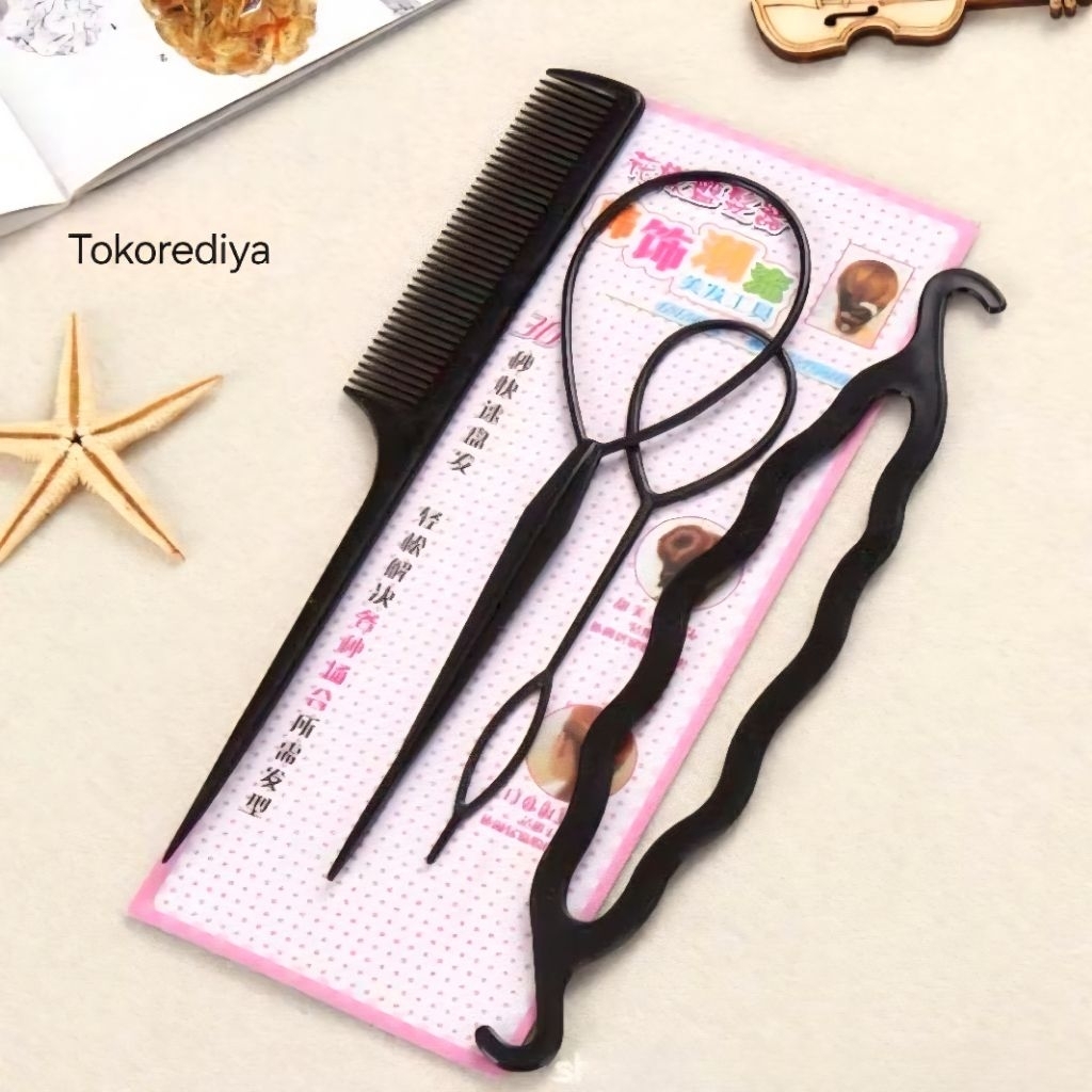 Jual Paket Styling Rambut Lengkap 4 in 1 Set Jepit Sanggul Loop Sisir ...