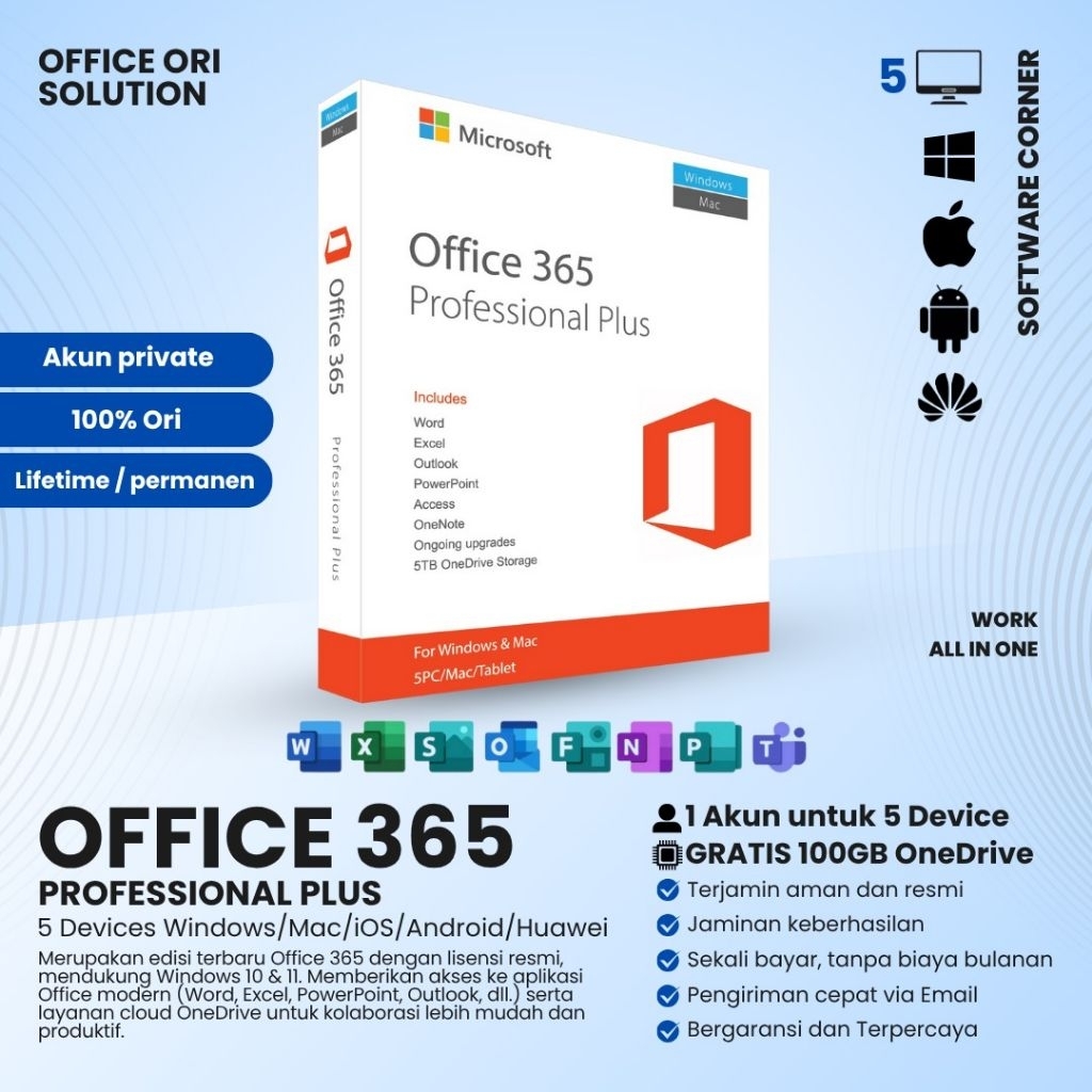 Jual Office 365 Permanen Ori – Lifetime - 5 Perangkat – Windows, Mac ...