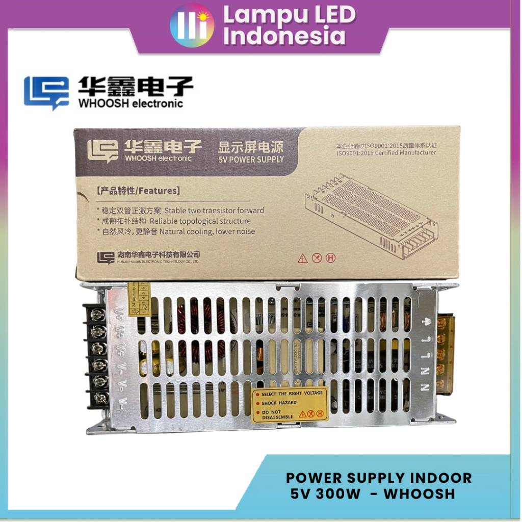Jual POWER SUPPLY INDOOR 5V 300W 60A SLIM WHOOSH GARANSI 1 TAHUN ...