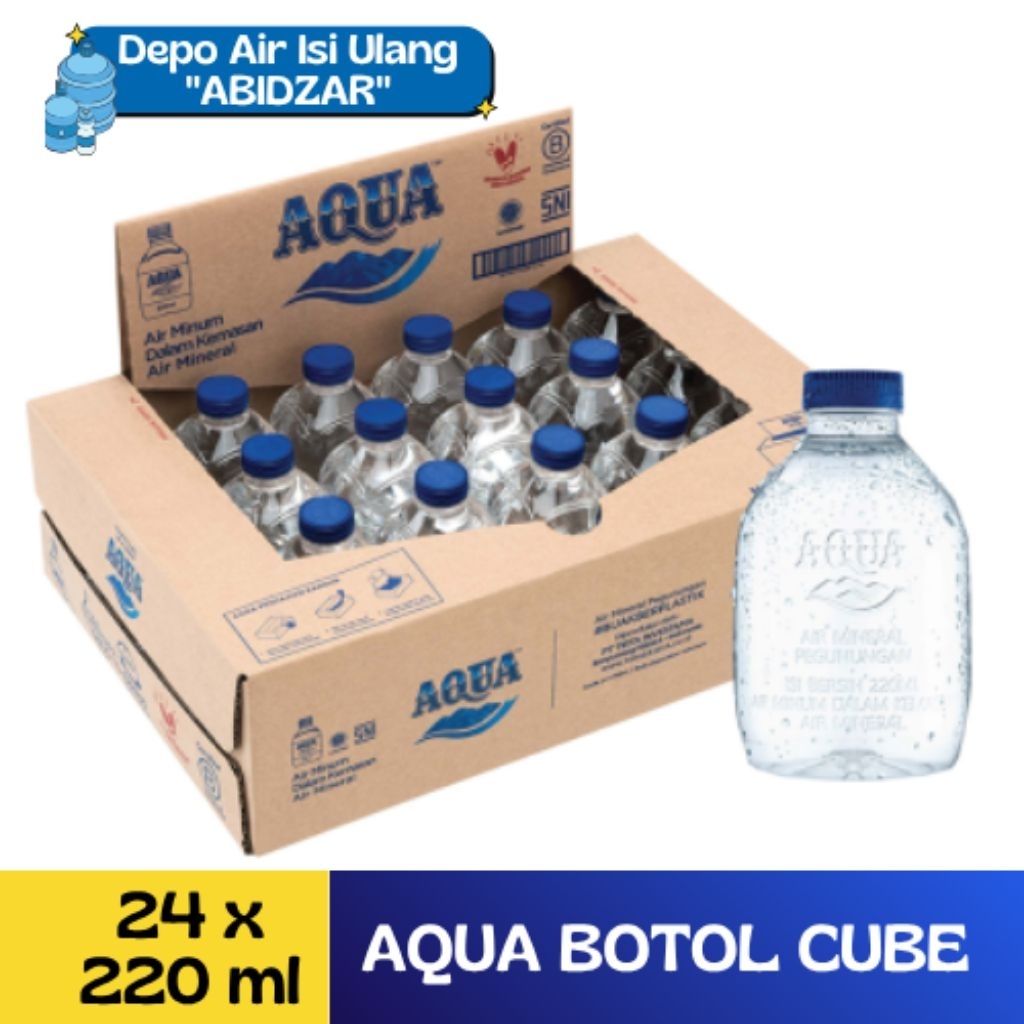 Jual AQUA CUBE BOTOL 220ML ( 1 DUS ISI 24 BOTOL ) AIR MINUM AQUA / AQUA ...