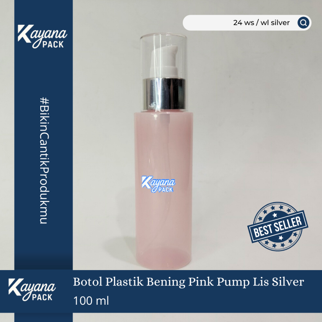 Jual BOTOL LOTION PLASTIK 100ML PINK BENING PUMP LIS SILVER / BOTOL ...