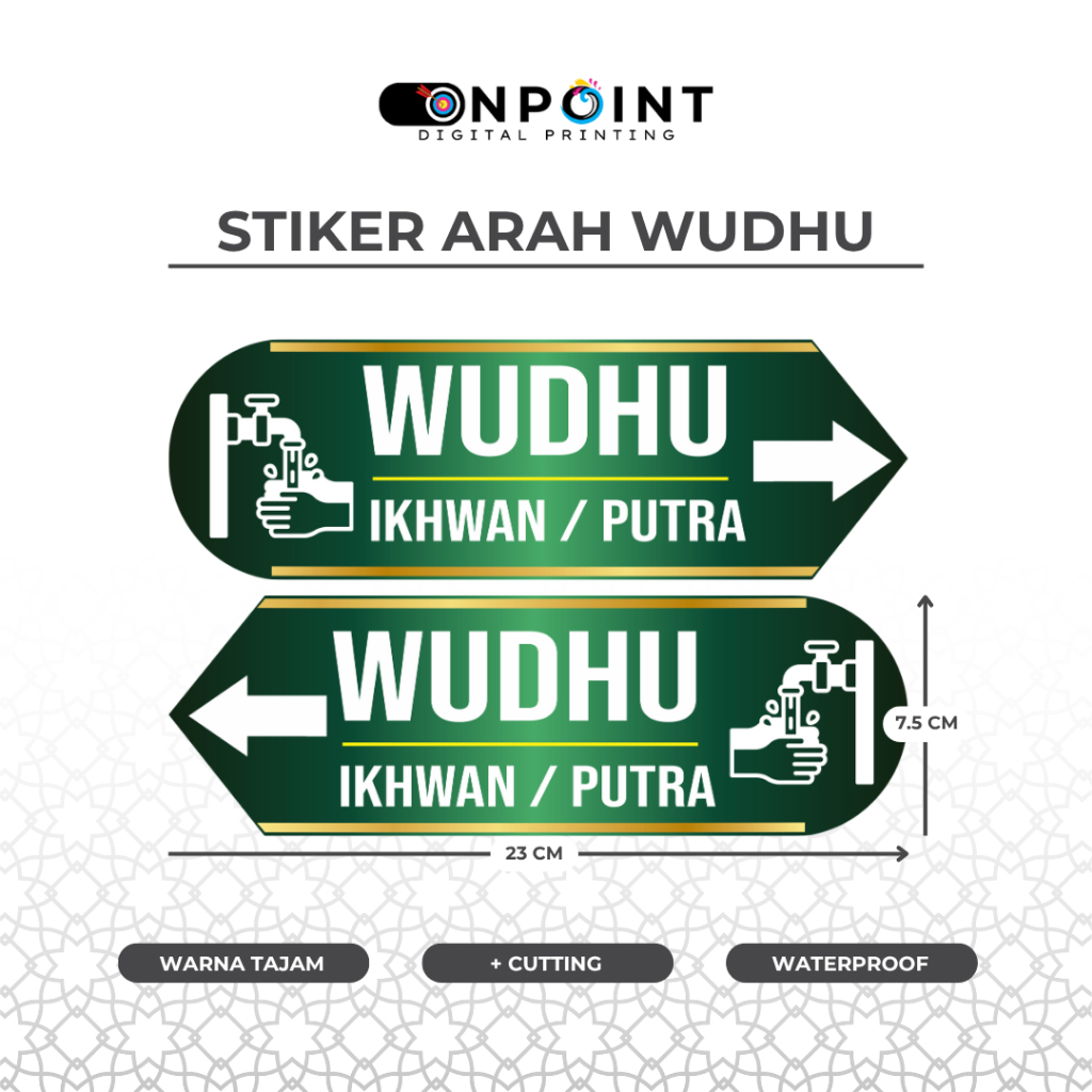 Jual Sticker Arah Tempat Wudhu | Stiker Arah Wudhu | Sticker Anti Air ...
