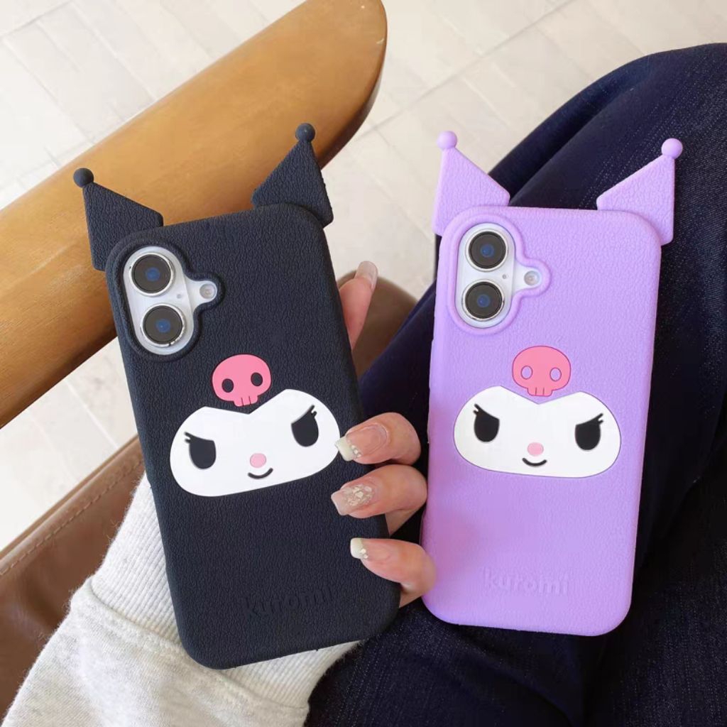 Jual Casing silikon 3D telinga karakter hitam ungu lucu untuk iPhone 17 ...