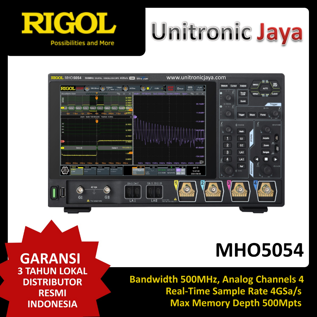Jual Rigol MHO5054 Digital Oscilloscope 4 CH with 500 MHz Bandwidth, 4 ...