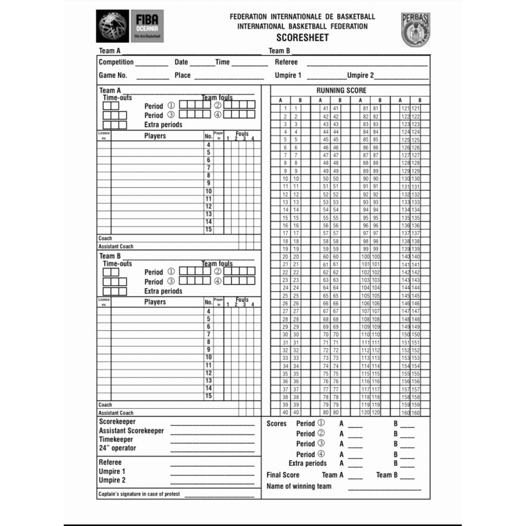 Jual scoresheet BOLABASKET PERBASI FIBA 3ply 50 halaman | Shopee Indonesia