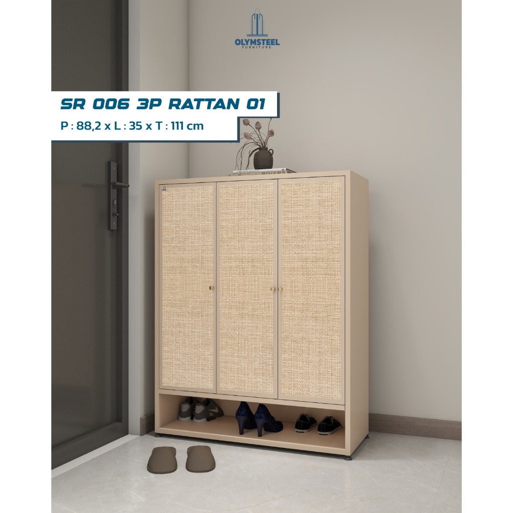 Jual Rak Sepatu Besi Modern SR 006 Motif RATTAN / Rak Sepatu Besi ...