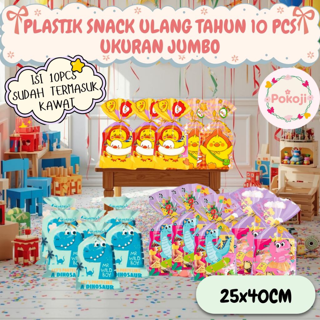 Jual Plastik Snack Ulang Tahun Anak Jumbo 10 Pcs + Kawat Penutup ...