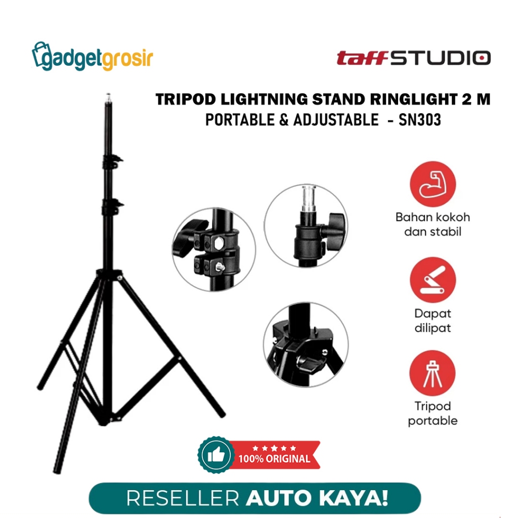 Jual Tripod 2M Adjustable Light Stand Ringlight 2 Meter Portable ...