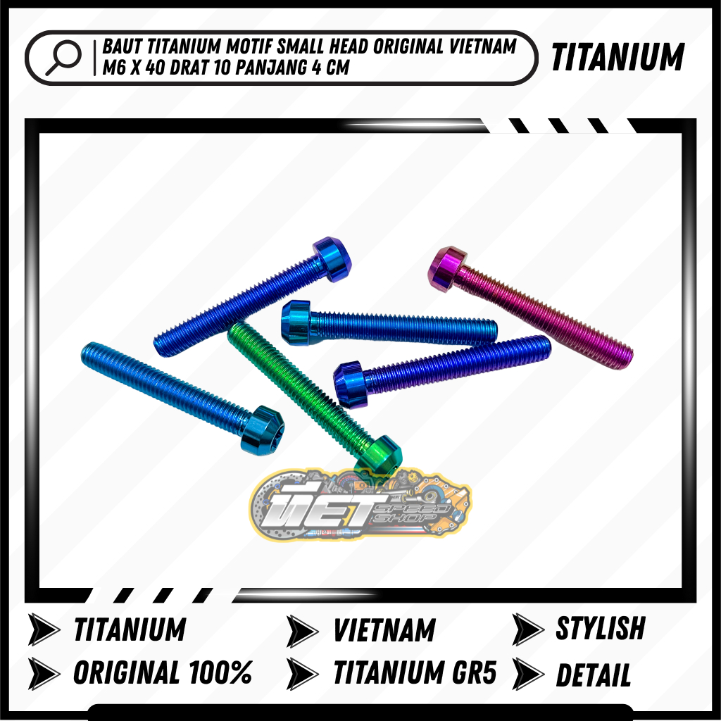 Jual Baut Titanium M 6 x 40 Small Drat 10 Panjang 4 Cm GR5 | Silver ...
