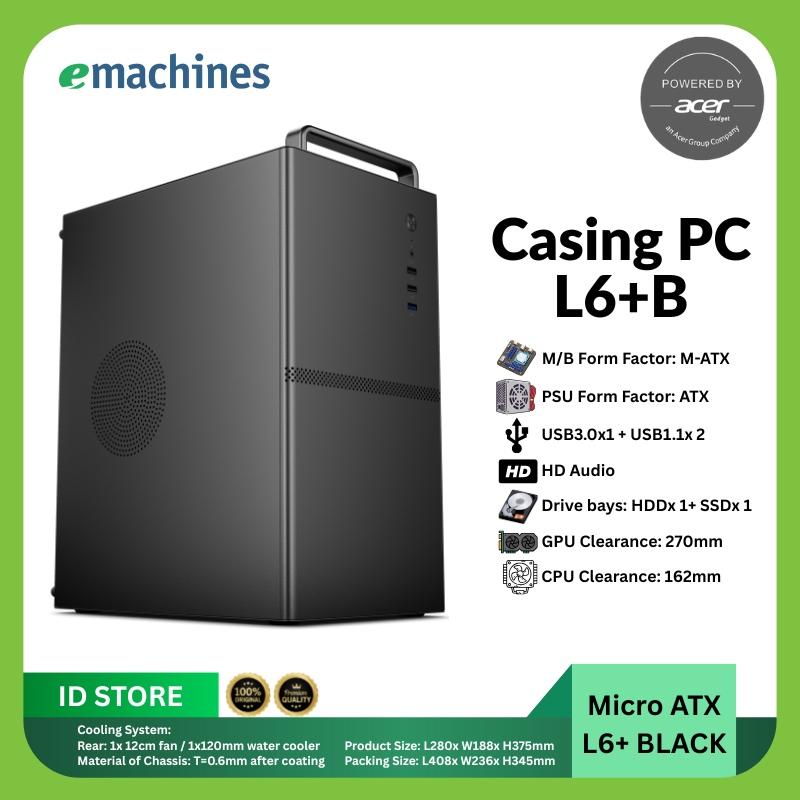 Jual emachines Acer Gadget Casing PC L6+ Black Form Factor M-ATX PSU ...
