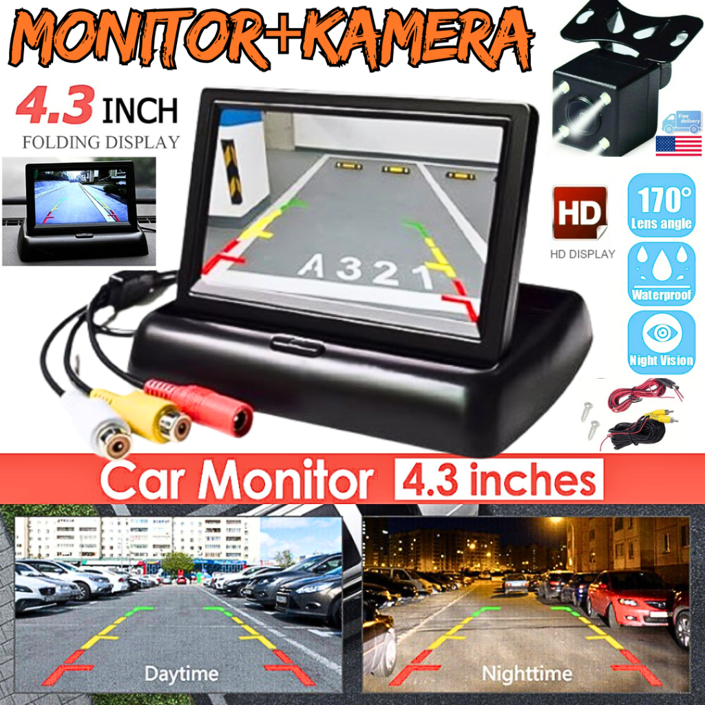 Jual AUTONET Monitor Parkir Mobil Mundur Foldable Rear LCD 4.3 Inch ...
