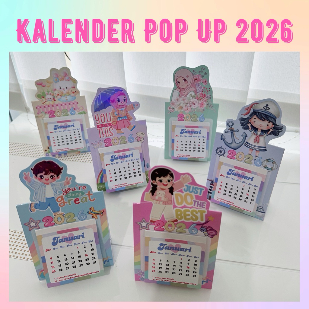 Jual Kalender Mini 2025 dan 2026 (Meja dan Magnet), Kalender Pop Up ...