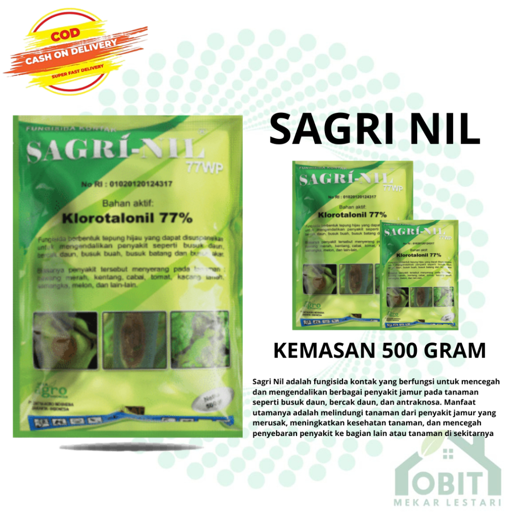 Jual Fungisida Sagrinil Sagri Nil 77WP 500 Gram ORIGINAL KEMASAN PABRIK ...