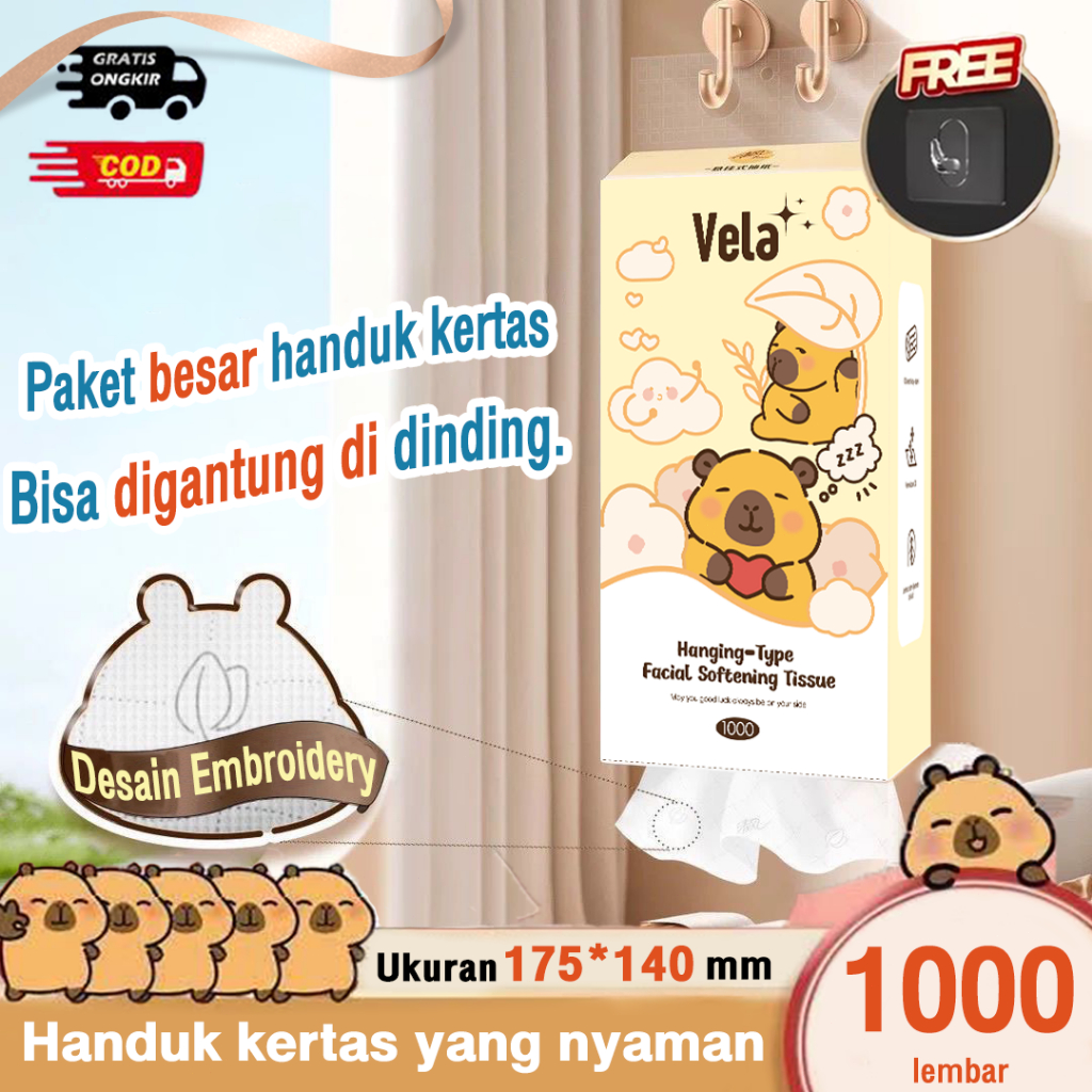 Jual [4 PACK & 8 PACK] VELA GANTUNG Tissue, 1000 SHEETS Tissue Elegan ...