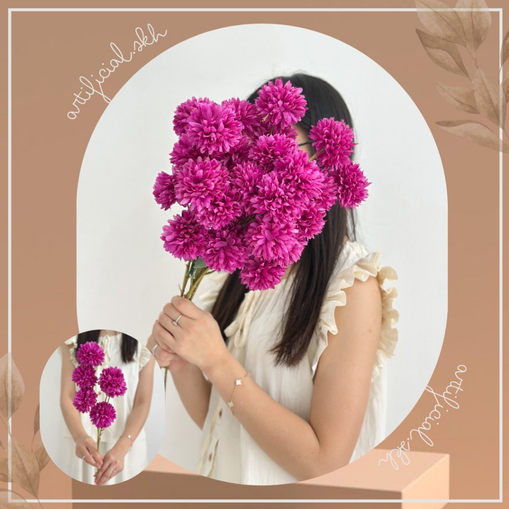 Jual 3HEADS DANDELION POMPOM Artificial Flower Artifisial Bunga Palsu ...