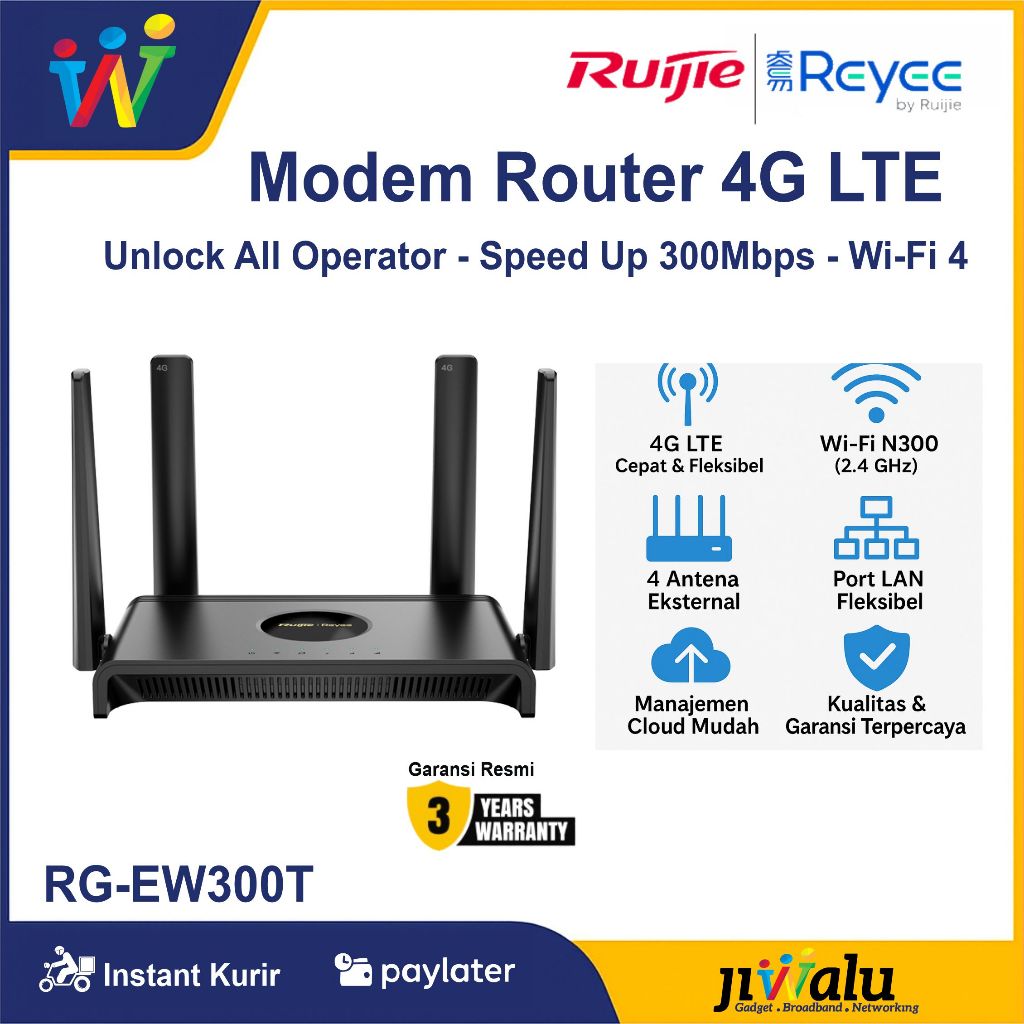 Jual Ruijie Reyee RG-EW300T N300 Wireless 4G LTE Router | Shopee Indonesia