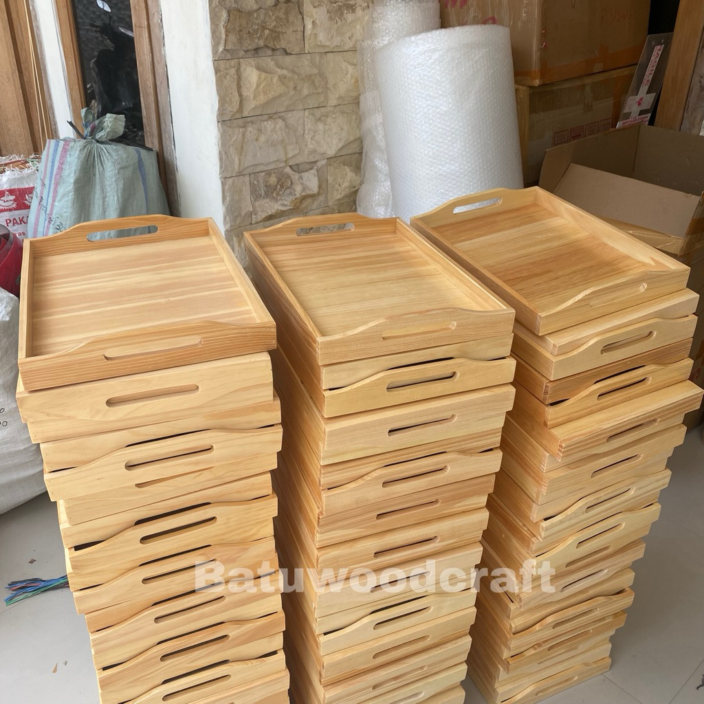 Jual Nampan Kayu Kotak 28cm x 18cm Baki Kayu Pinus Wooden Tray 28x18 ...