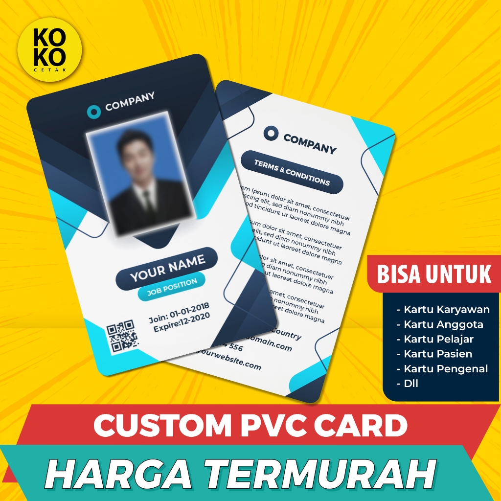 Jual PVC ID Card 1/2 Sisi UV Printing Tajam Tahan Lama | Shopee Indonesia