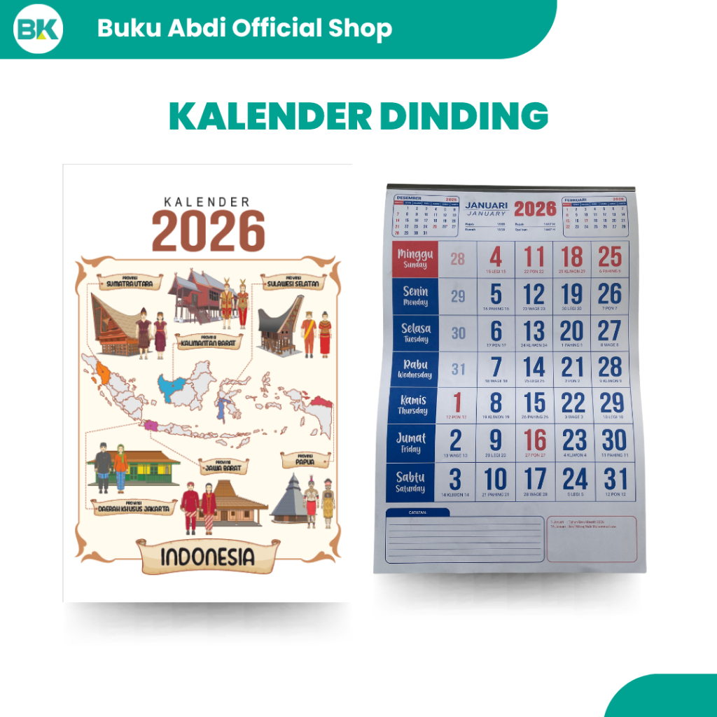 Jual Kalender Dinding 2026 Ragam Budaya Indonesia & Kalender Polos ...