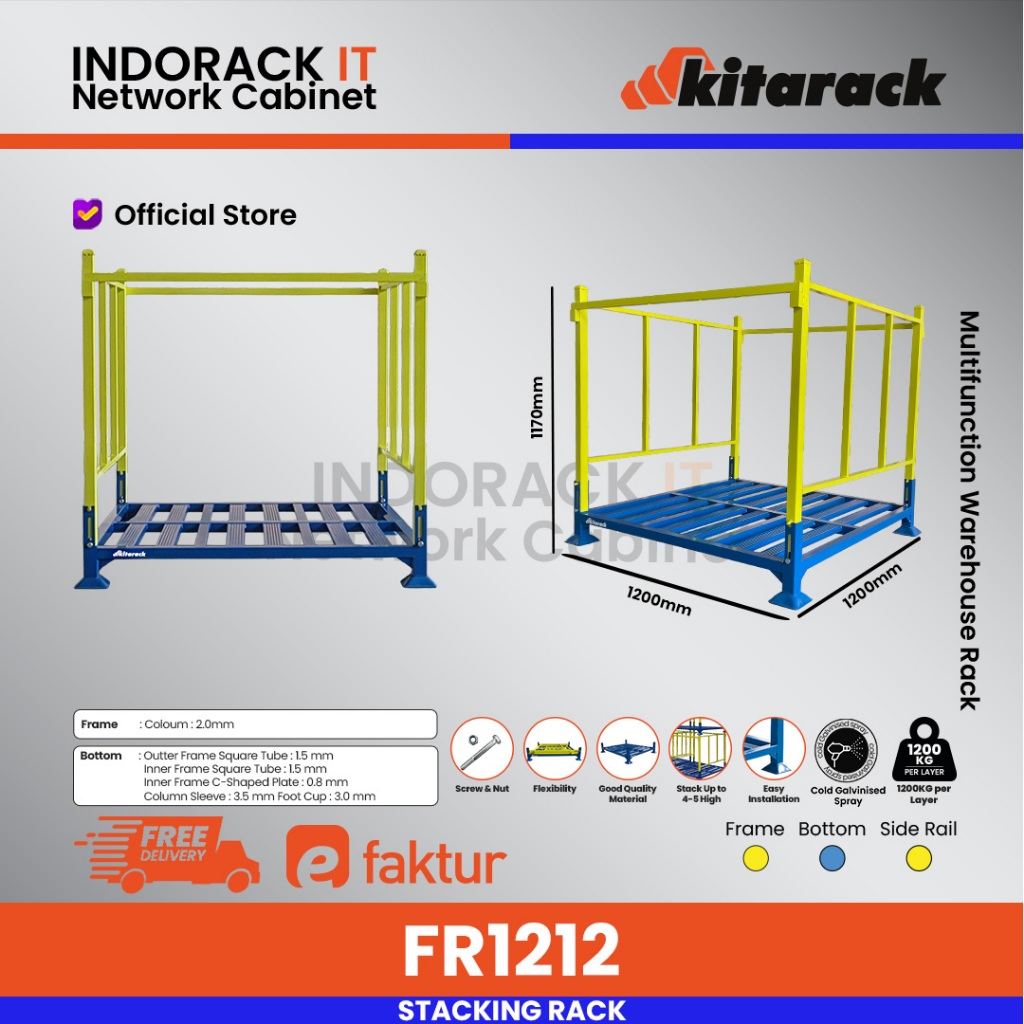 Jual Kitarack Stacking Rack Pallet Foldable Rack Besi Panjang 1200mm ...