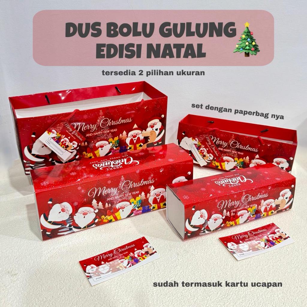 Jual Dus Bolu Gulung Natal Model Sliding | Dus Bolu Natal Christmas ...