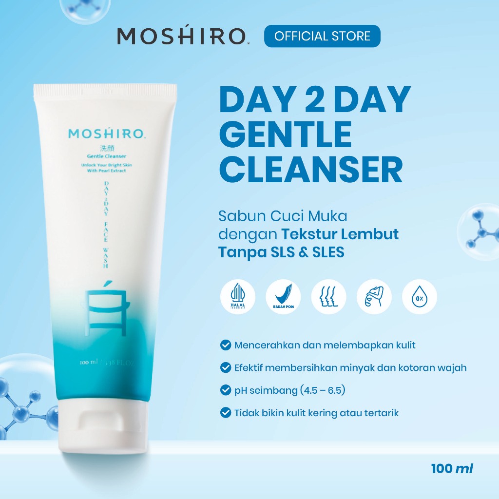 Jual MOSHIRO Day 2 Day Brightening Gentle Cleanser Gel 100ml Face Wash ...