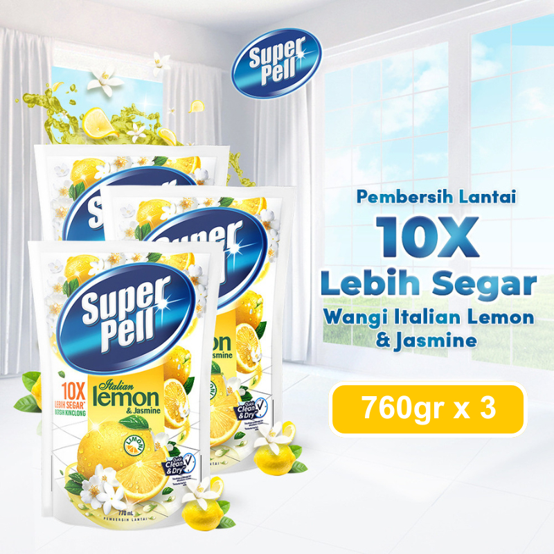 Jual Super Pell Pembersih Lantai Lemon Ginger 3 x 760gr | Shopee Indonesia