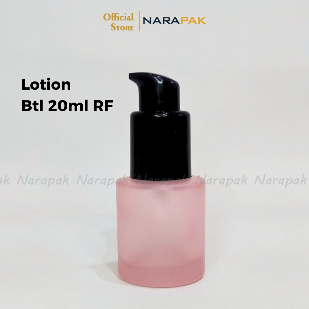 Jual Botol Kaca 20ml PINK DOF RF Bahu Datar Pump Lotion HITAM Side Lock ...