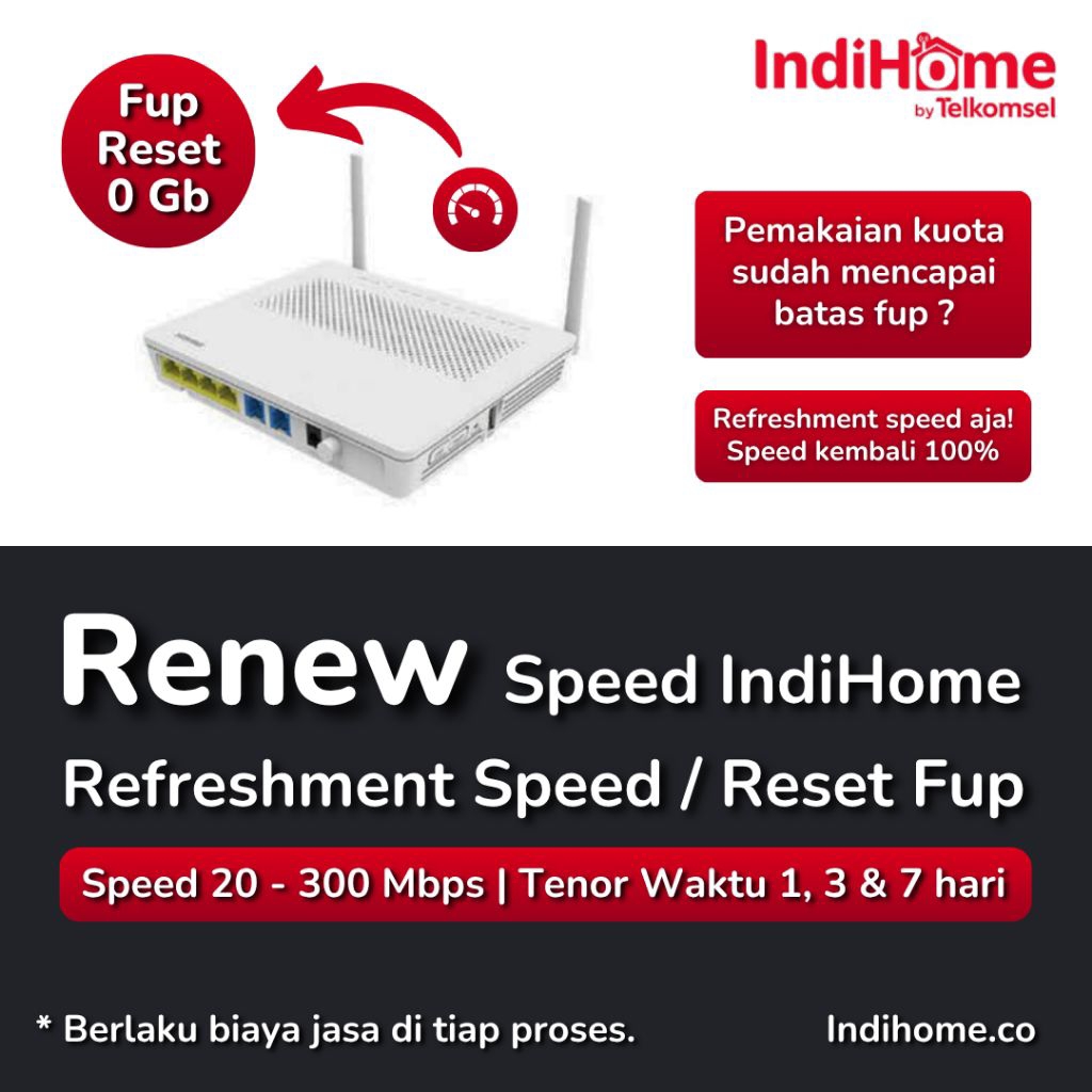 Jual Renew Speed Indihome | Speed 20 - 300 Mbps | Reset FUP | Reset ...