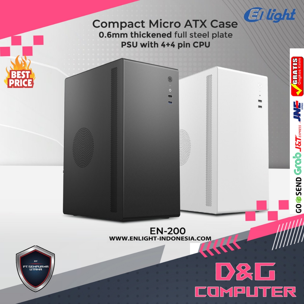 Jual Casing Enlight EN 200 - Compact Micro ATX Case Black | Shopee ...