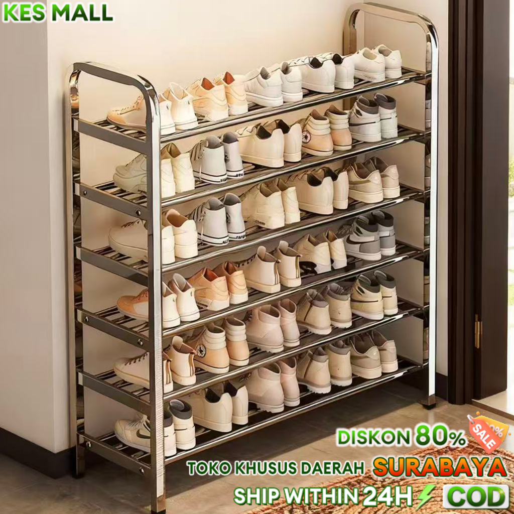 Jual Rak Sepatu Stainless Steel 6/5/4/3/2 Susun Kuat Kokoh Tempat ...