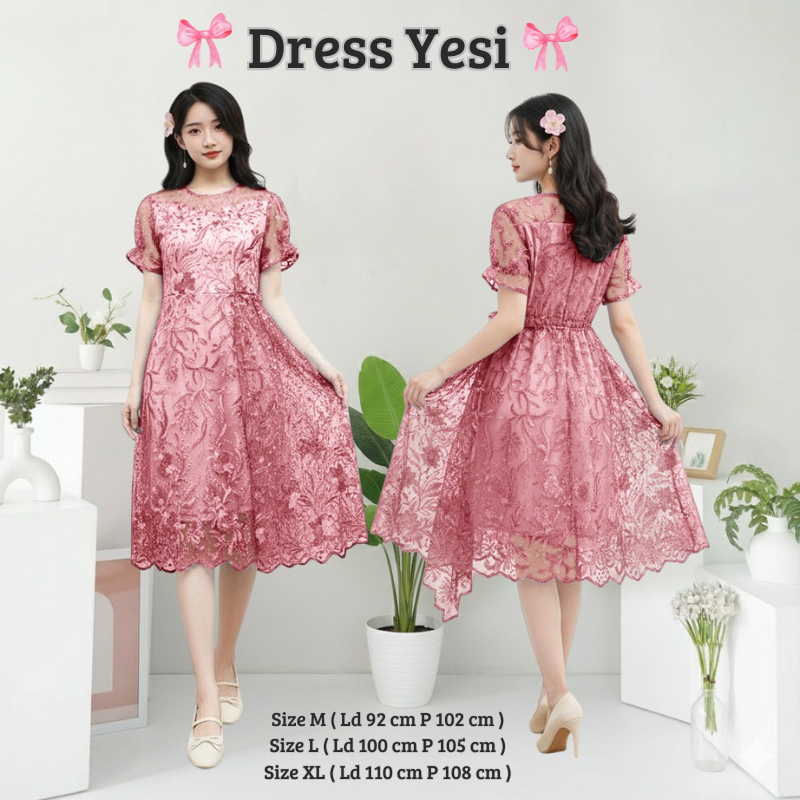 Jual Dress Yesi /Dress Pesta/Matt Tille Brokat Mutiara dan Satin Velvet ...